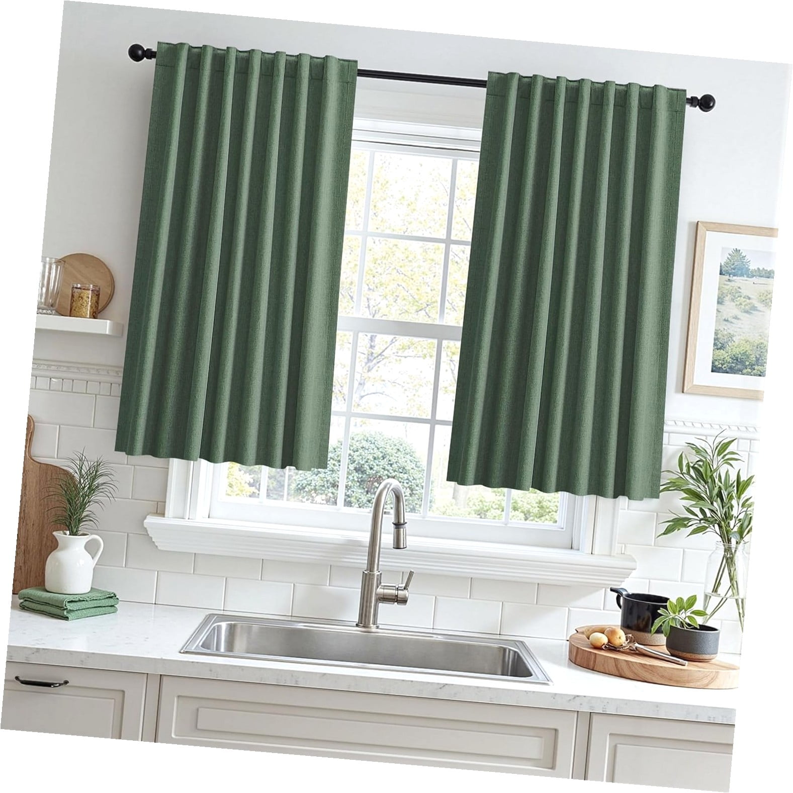 Highcool Short Curtains for Bedroom 48 Inches Long Back Tab Out Curtain ...