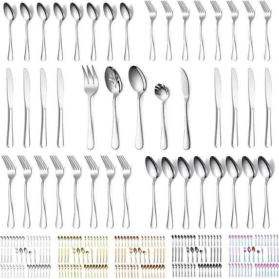 Highcool Silverware Set 45 Pieces Service for 8, Steel Flatware Sets ...