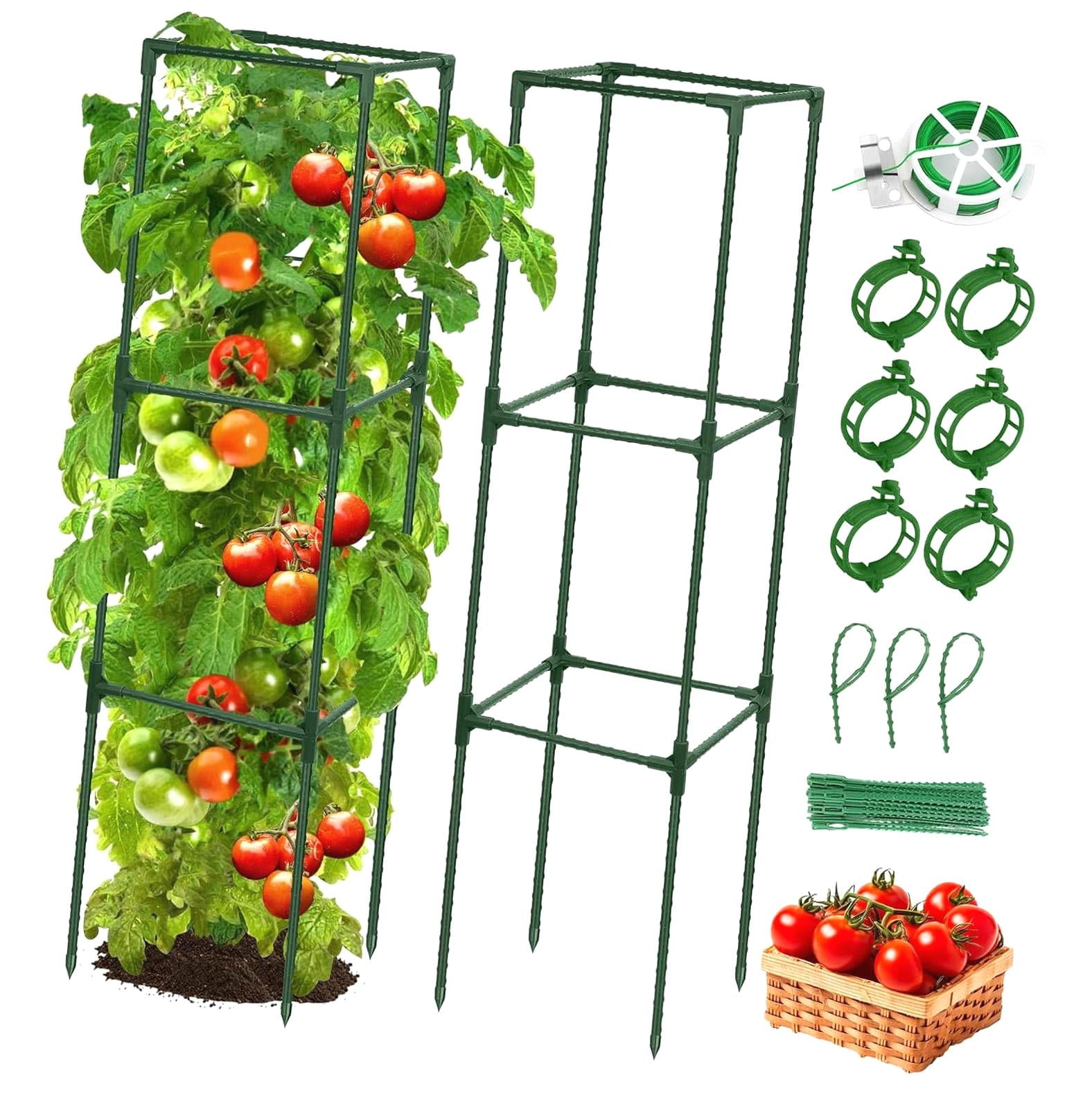 Highcool Single Pack 48" Tomato Cage for Gardening, Adjustable Plastic ...