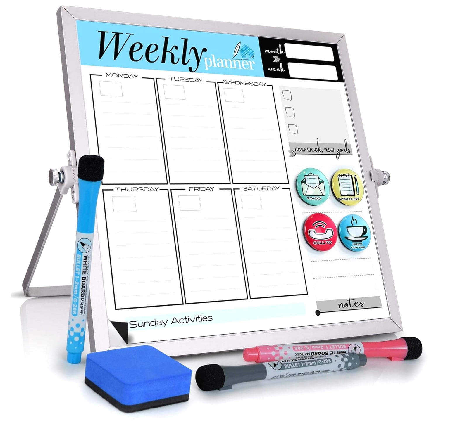 Highcool Small Desktop Weekly Planner White Calendar 10 Inches To-Do ...