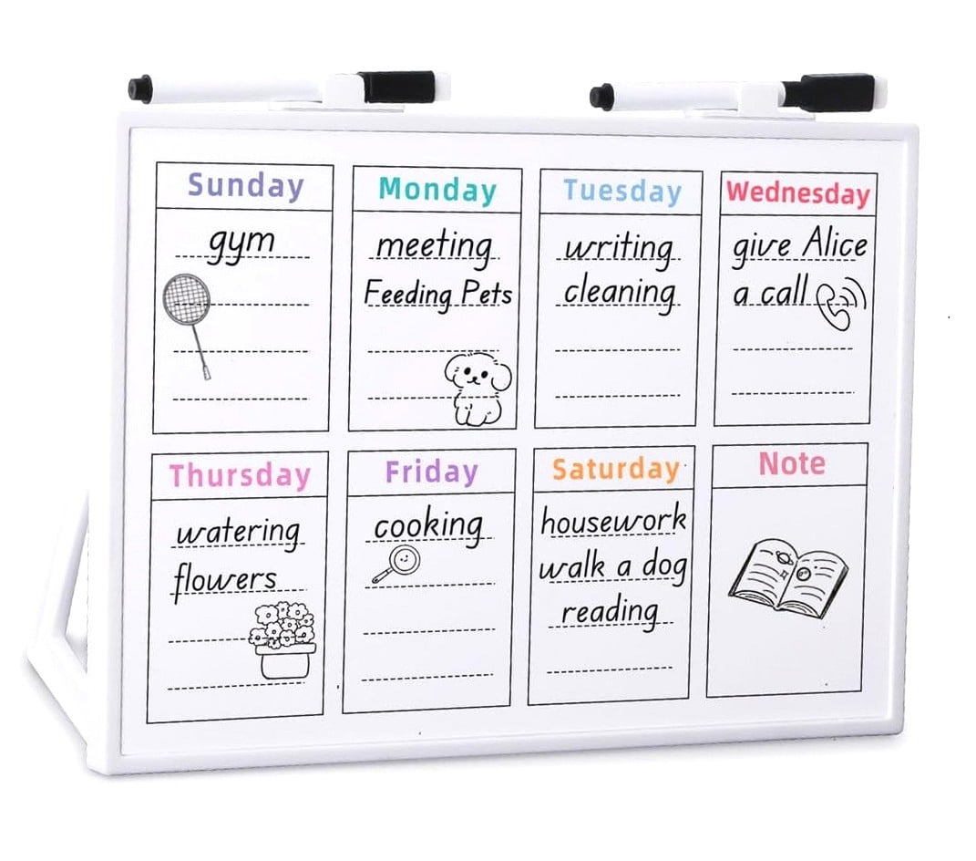 Highcool Small Whiteboard for Desk, 12x8.5 Desktop with Pre-Designed ...