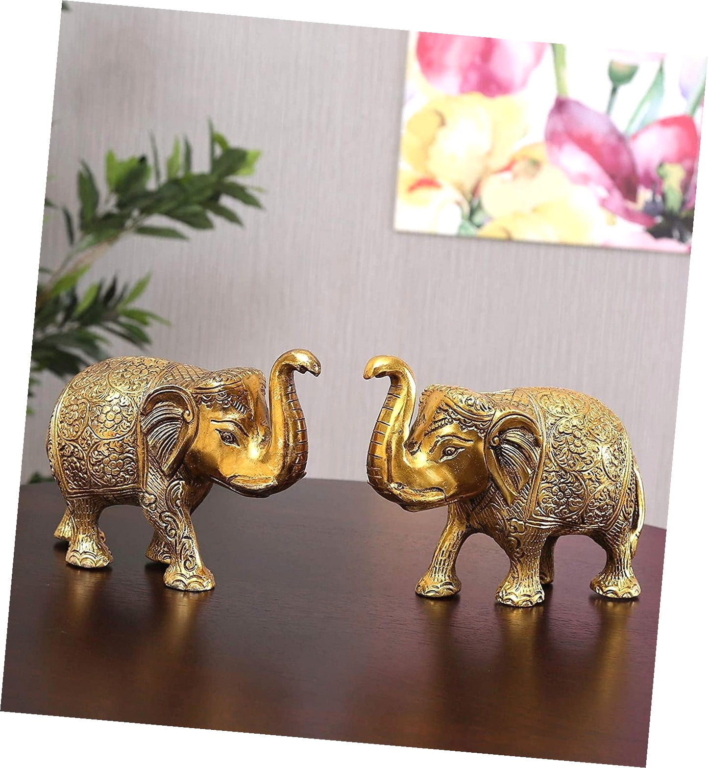 Highcool Smizzy Metal Elephant Statue Size Polish 2 pieces Set for Your ...