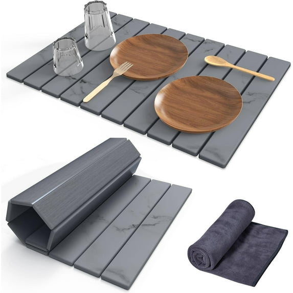 Highcool Stone Dish Drying Mat for Kitchen, 24" (Length) 16" (Width ...