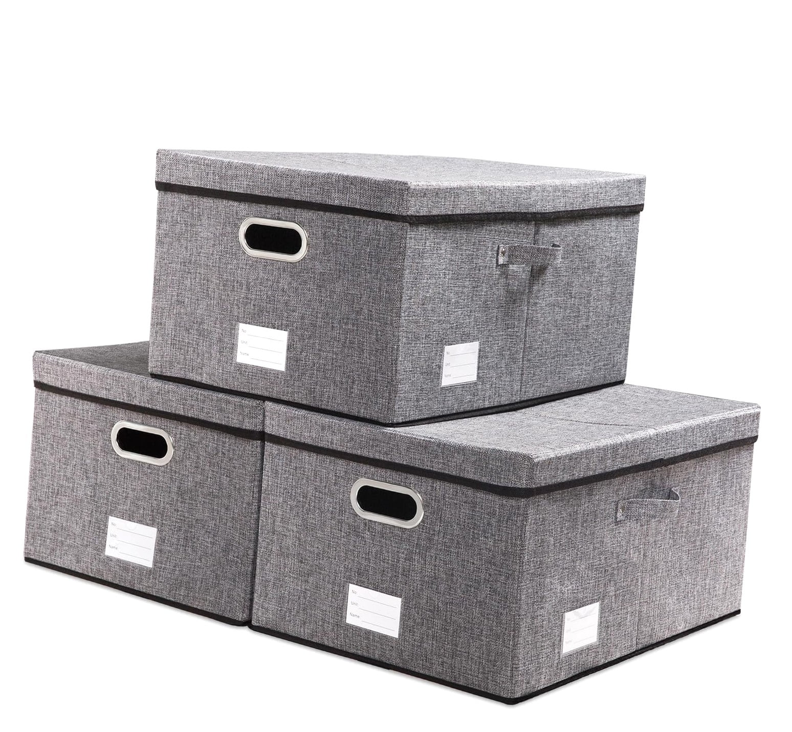 Highcool Storage Bins with [3-Pack] Linen Foldable Storage Boxes ...