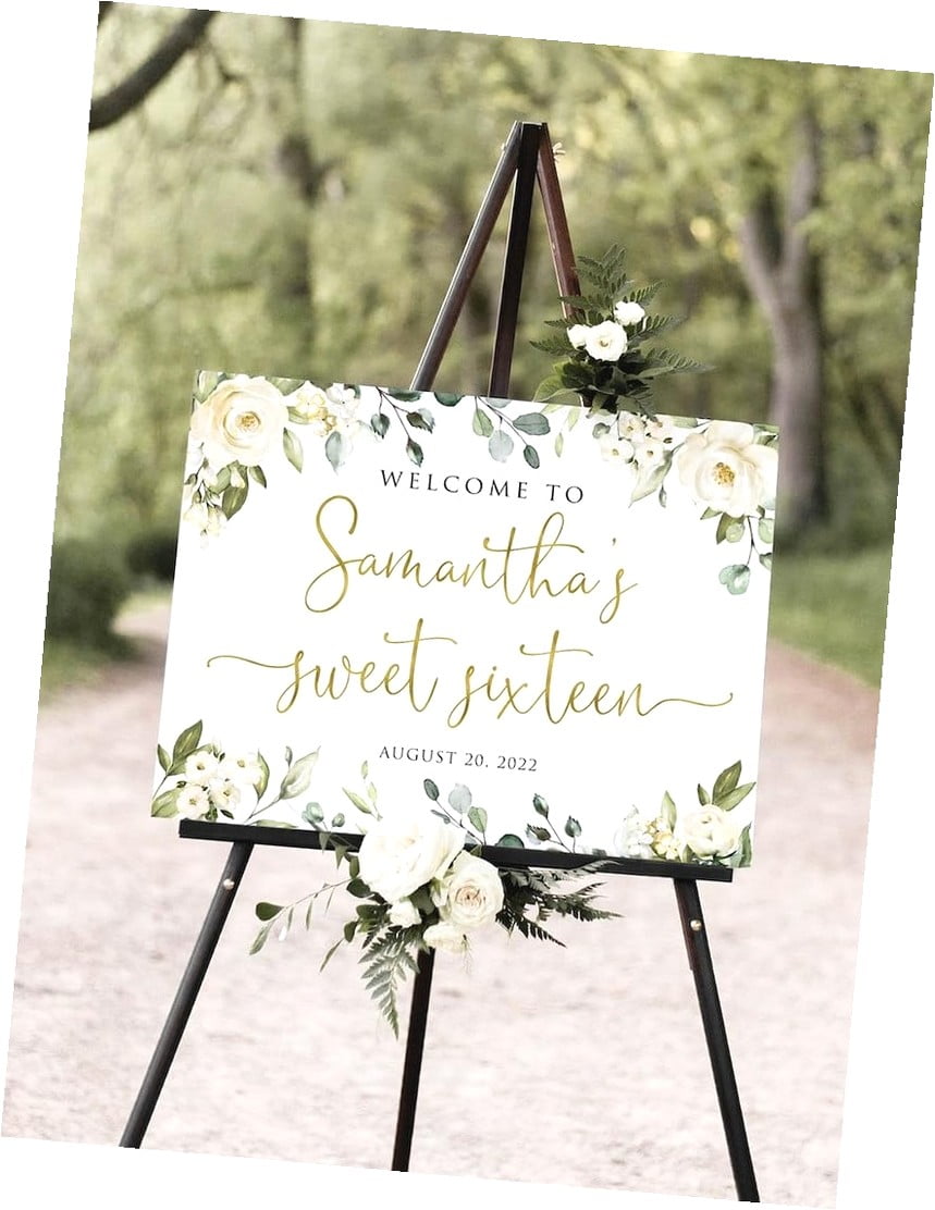 Highcool Sweet 16 Sign, Greenery-Themed Birthday Sign for Sweet Sixteen ...