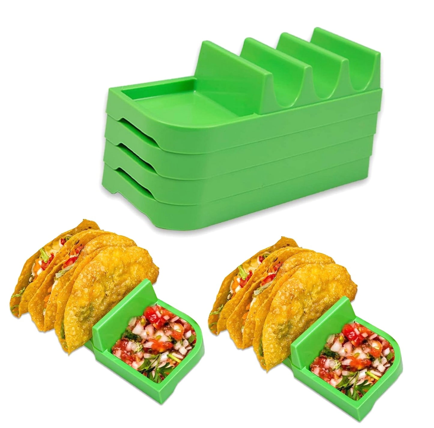 Highcool Taco Holder Set of 4, Large Plastic Taco Trays That ...