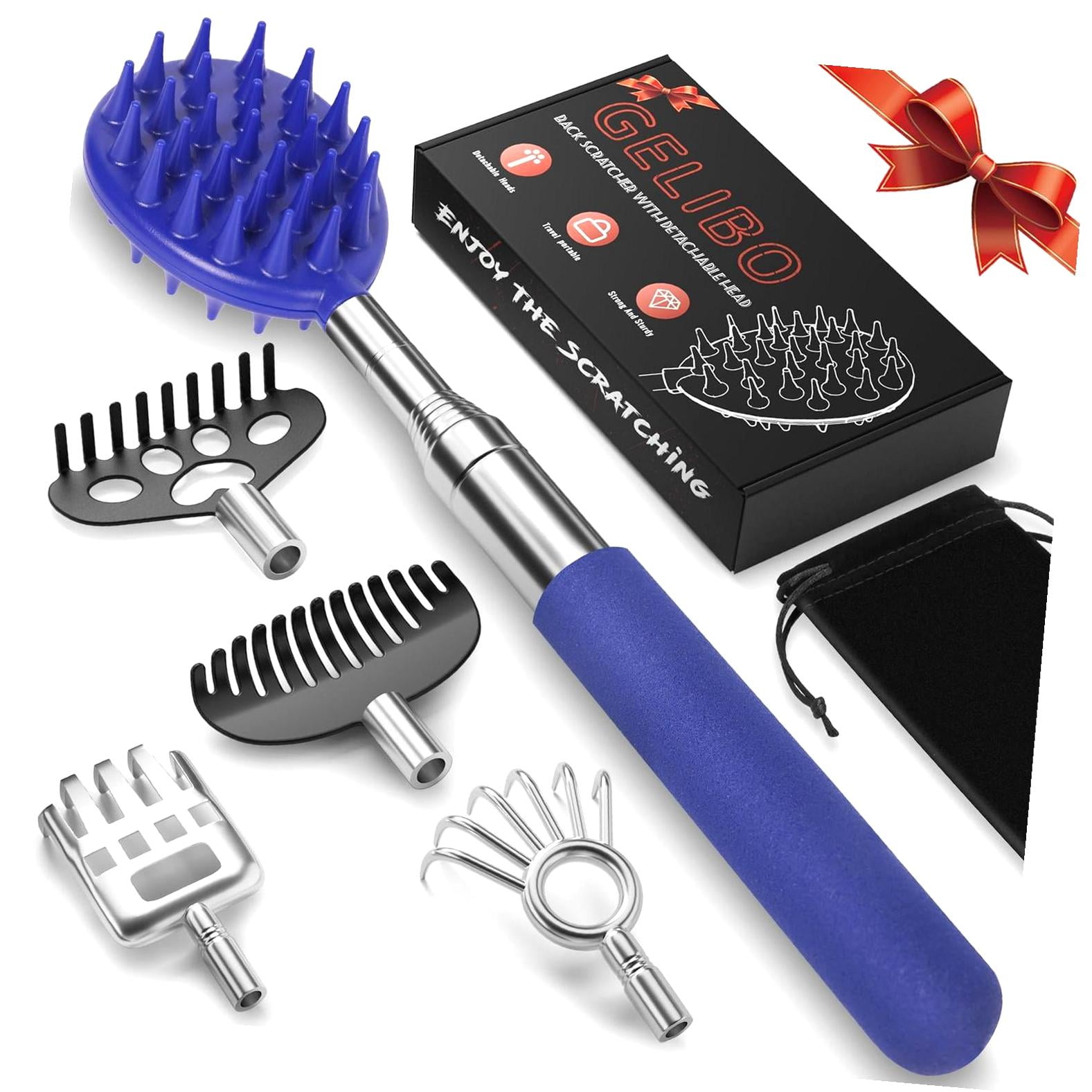 Highcool Telescoping Back Scratcher with 5Pcs Detachable Heads,Fathers ...