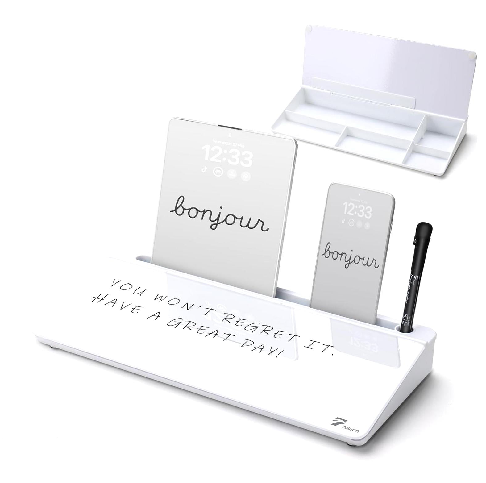 Highcool Tilted Desktop Glass Whiteboard, Notepad & Computer Keyboard ...