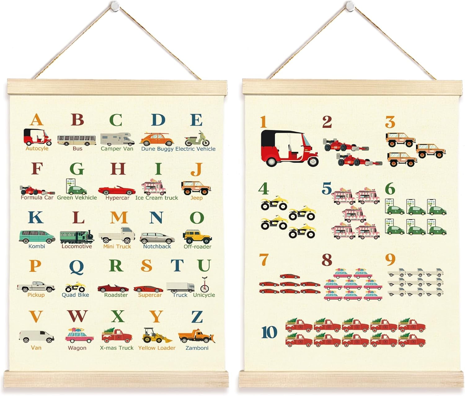 Highcool Transportation Alphabet Numbers Poster Hanger Frame, Nursery ...