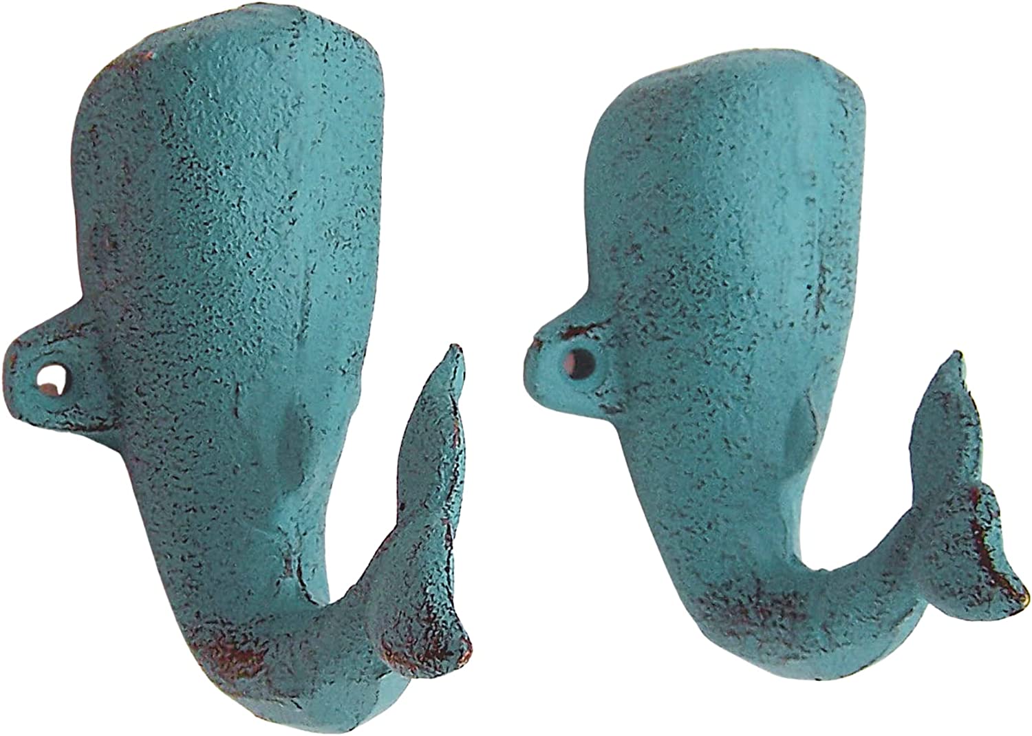 Highcool Turquoise Whale Cast Iron Wall Hooks, Wall Mounted for Hanging Coats, ses, Towels, Hats ...