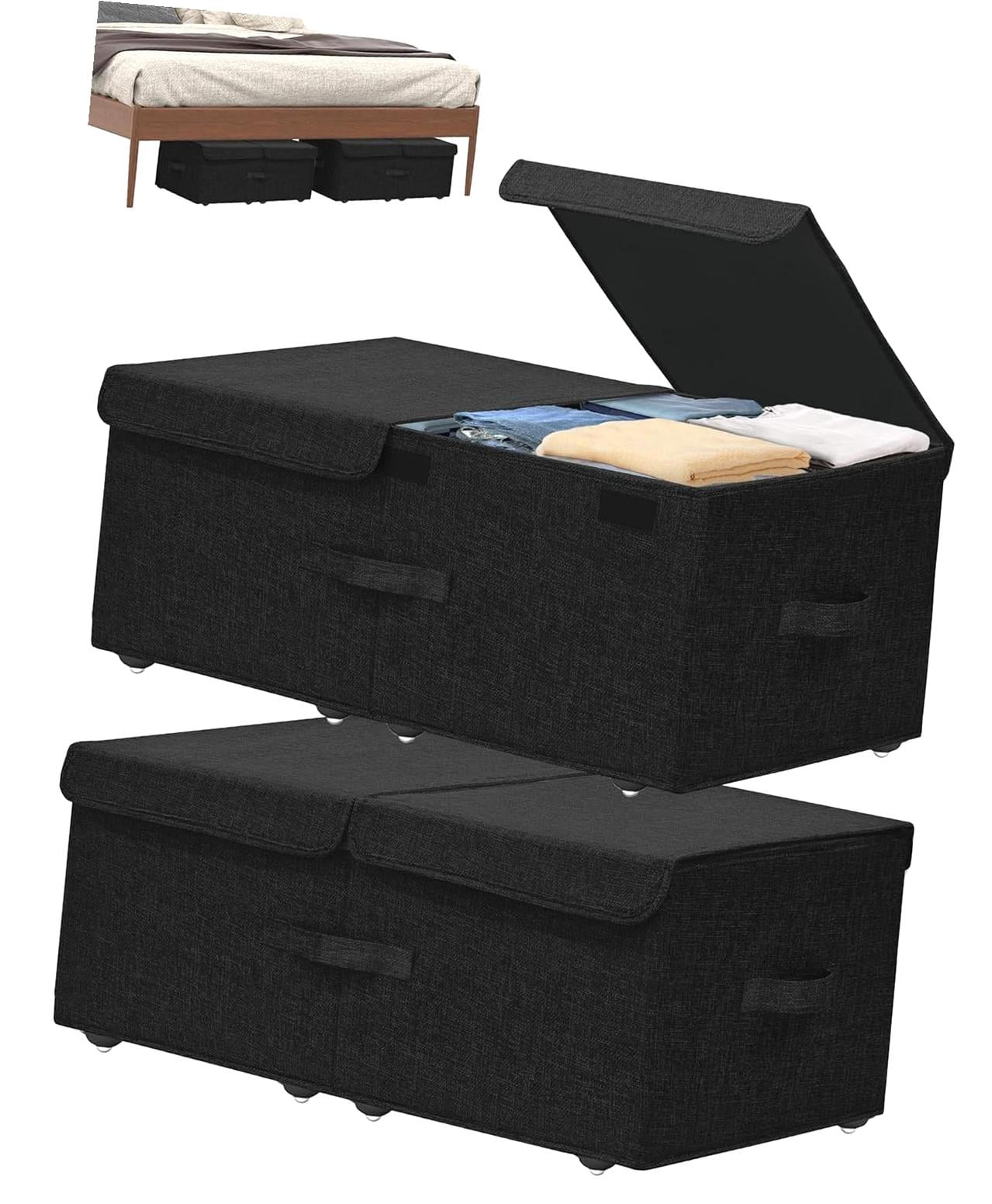 Highcool Under Bed Storage Container with Wheels, 2 Pack 10" Deep ...