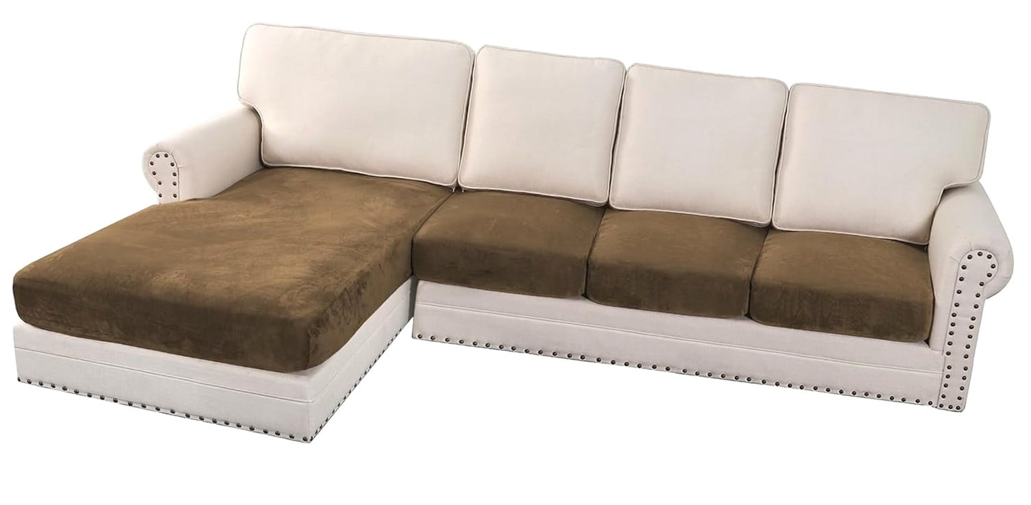 Highcool .VERSAILTEX Velvet Stretch Sectional Couch Covers 4 Pieces ...
