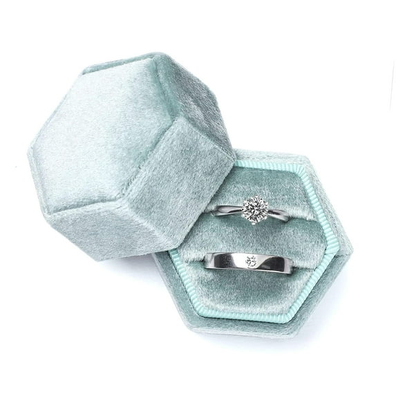Highcool Velvet Jewelry Box, Hexagon Gorgeous Double Box with ...
