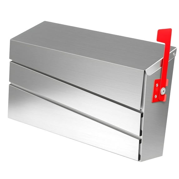 Highcool Wall-Mount Mailbox, Brushed Steel Panel, Rust Resistant Large ...
