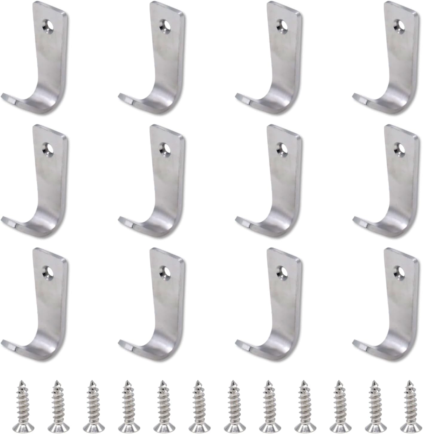 Highcool Wall Mounted Coat Hooks, 12 Pack Heavy Duty Stainless Steel J ...