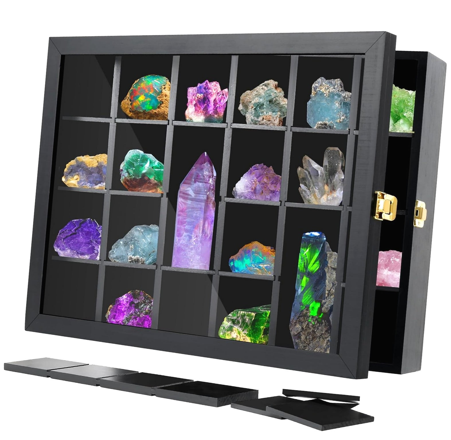 Highcool Wall-Mounted Display Case, Shelved Wooden Box - Walmart.com