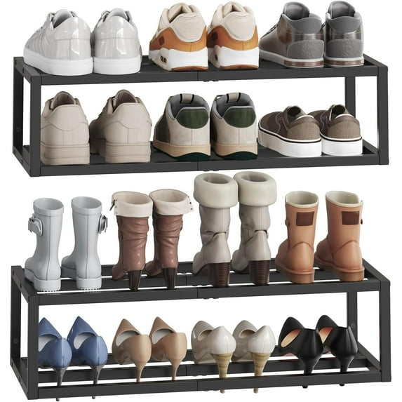 Highcool Wall-Mounted Shoe Rack, 2 Pack Hanging Metal Shoe Organizer ...
