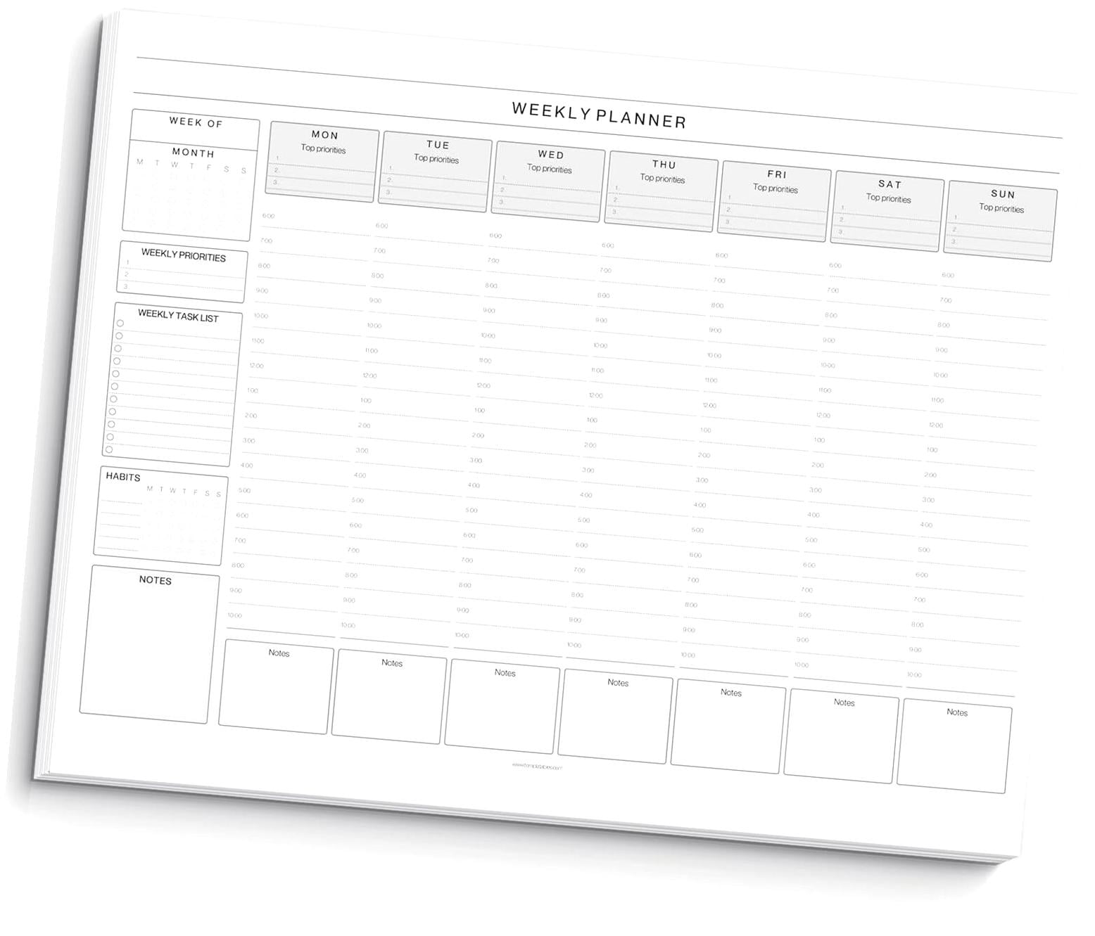 Highcool Weekly Hourly Planner Notepad, Daily Organizer Desk Pad ...