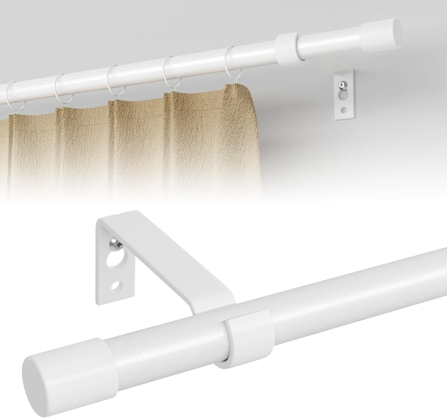 Highcool White Curtain Rods 120 inch, Curtain Rods for 66 to 120 ...