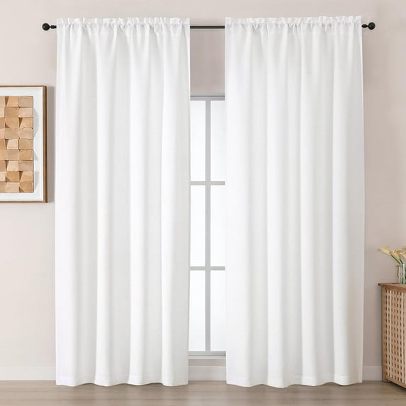 Highcool White Curtains 96 Inch Length 2 Panels, Light Filtering ...