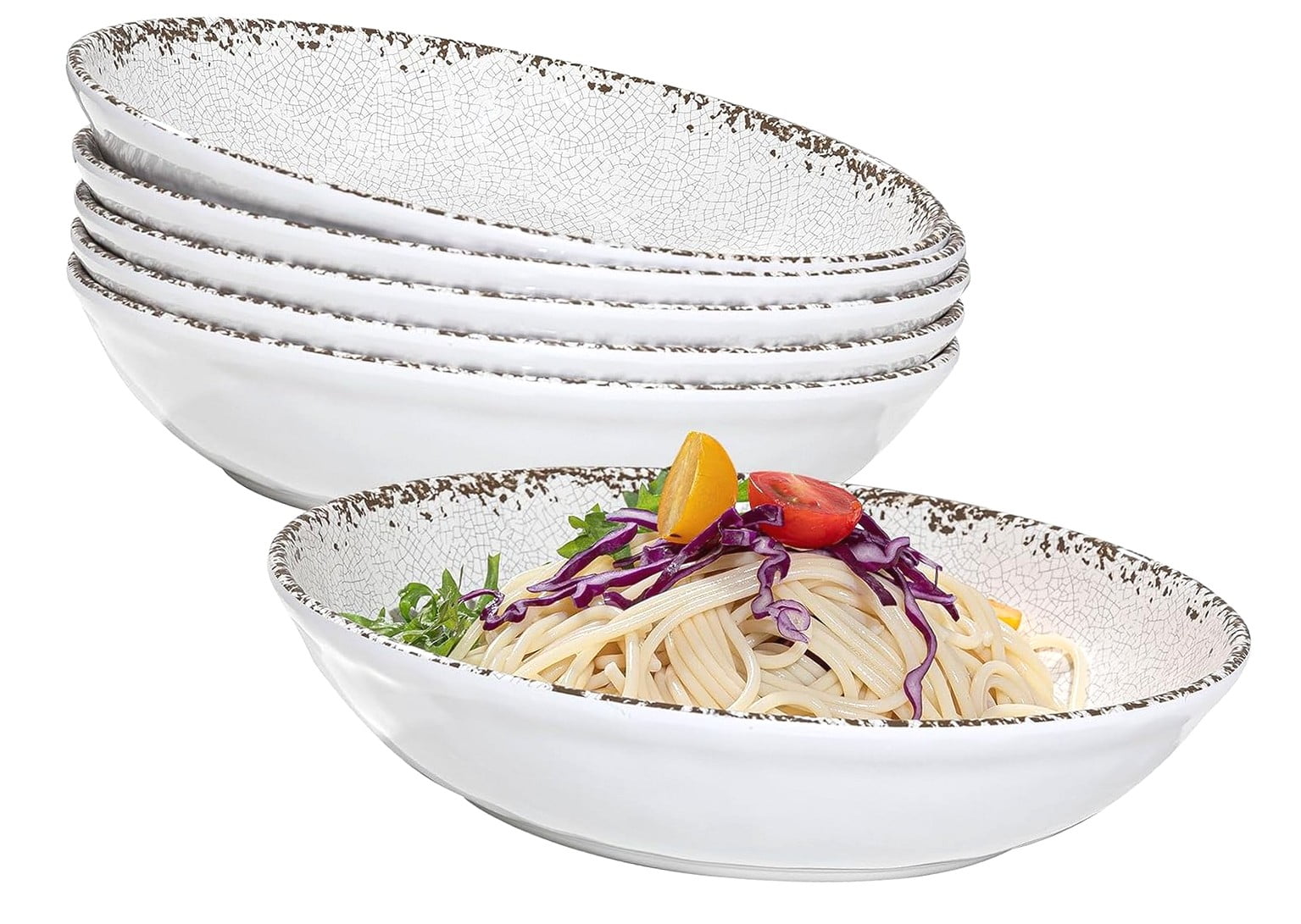Highcool White Melamine Bowls, 6 Pack 9. inch Serving Dishes, and ...