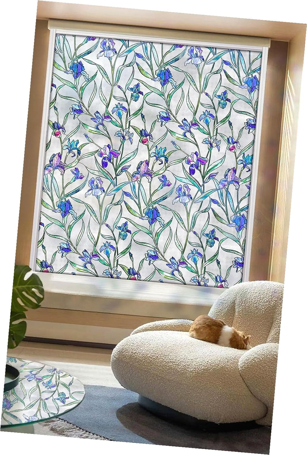 Highcool Window Film, Window Privacy Film Frosted Faux 3D Floral Static ...