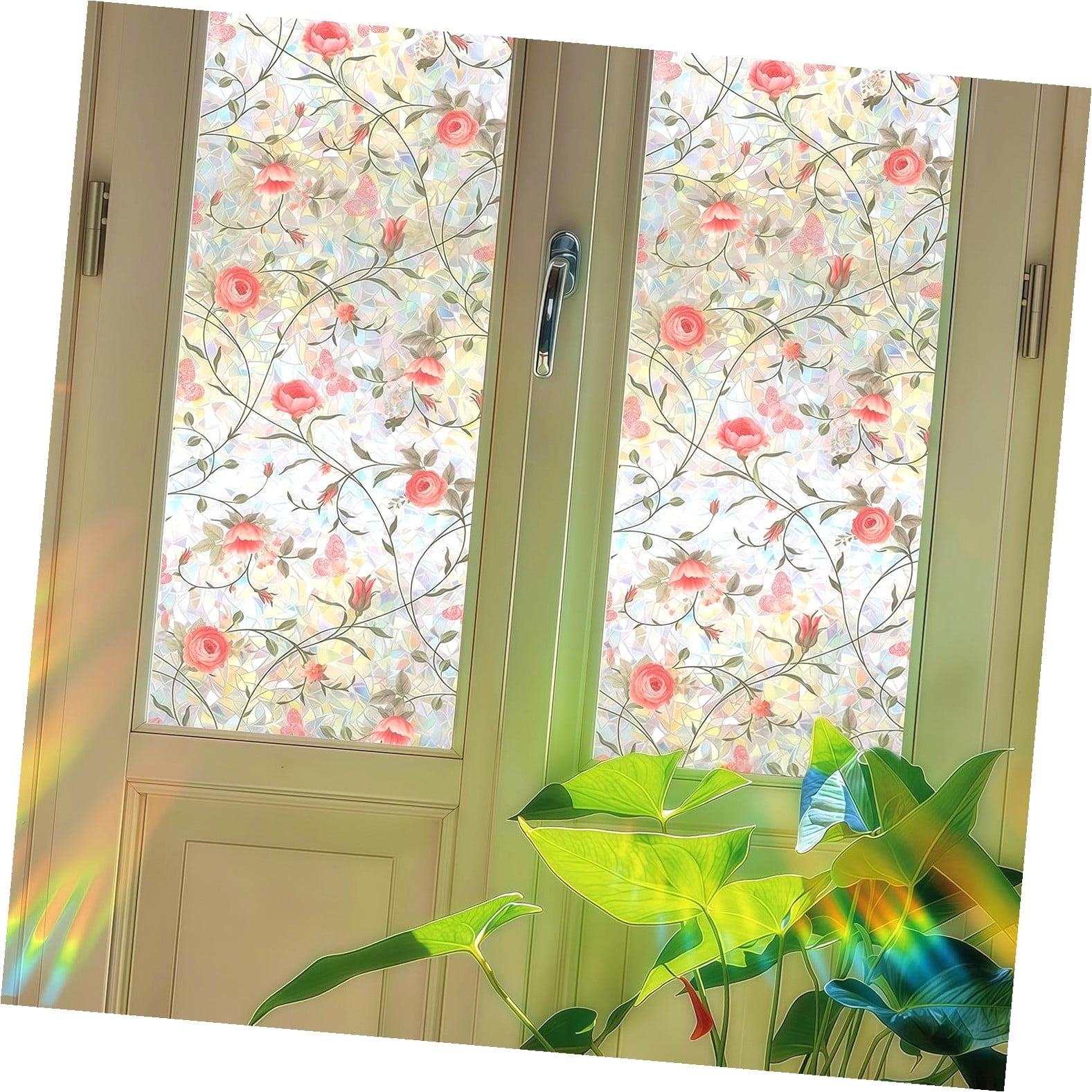 Highcool Window Privacy Film, 3D Window , Rose Static Cling Sticker ...