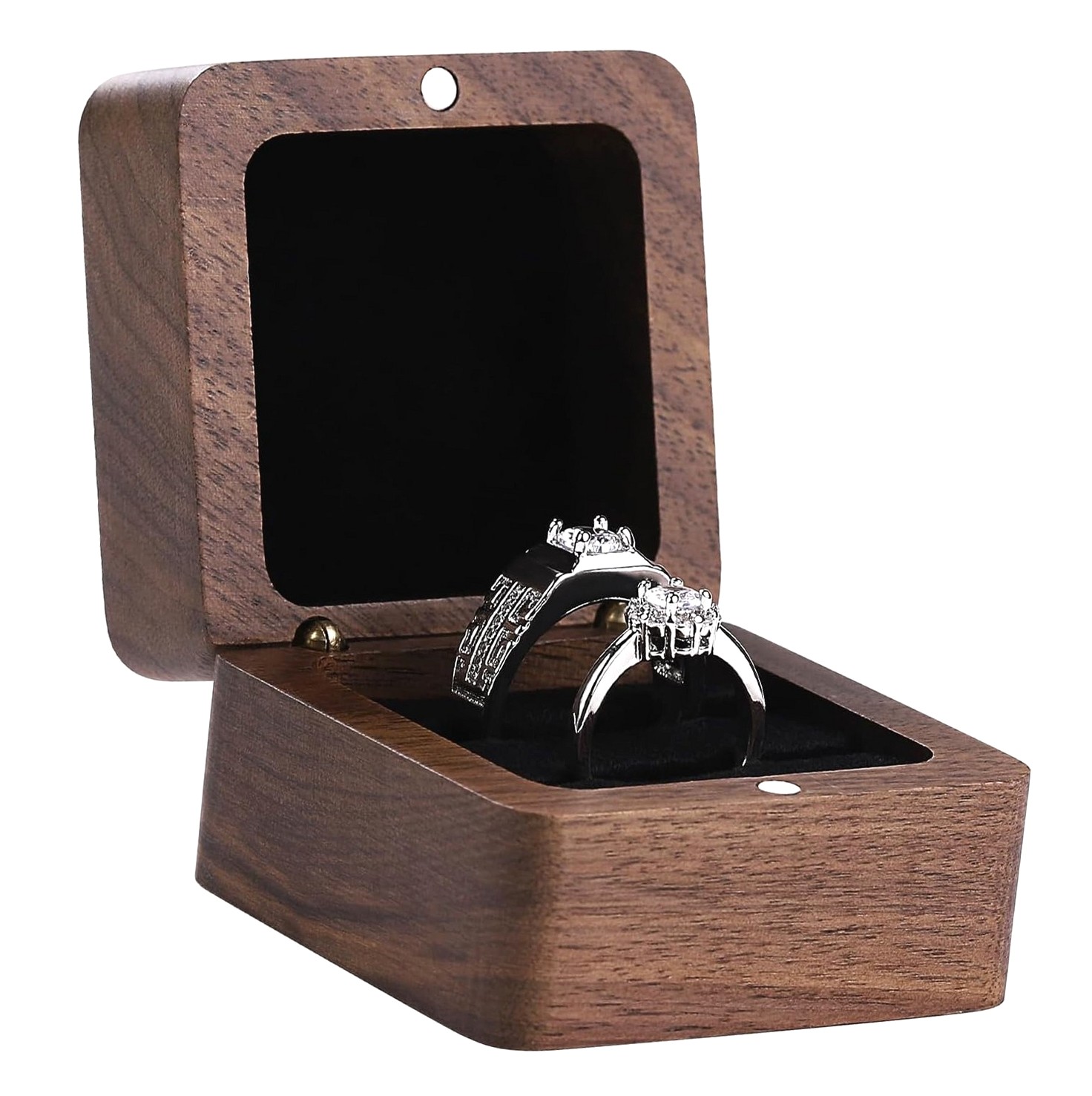 Highcool Wooden Holder, Wooden Square Wedding Box, Small Wood Bearer ...