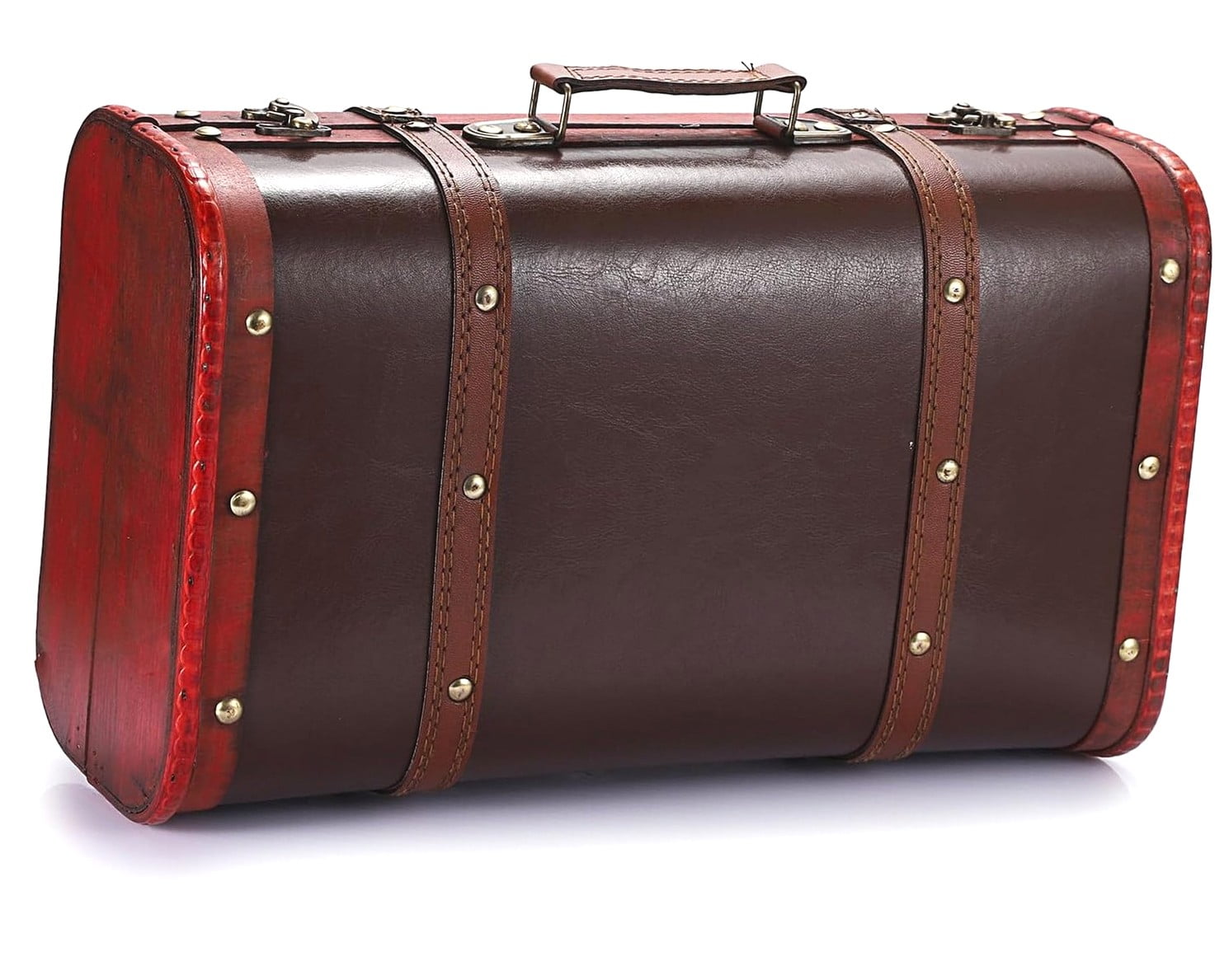 Highcool Wooden Storage Chest, Luggage Suitcase, Red Treasure Chest Box ...
