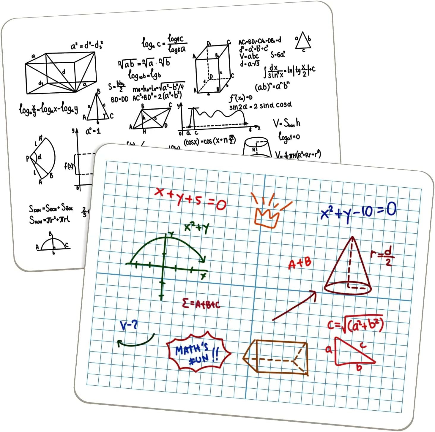 Highcool XY Axis Graph , 9" 12" Double-Sided Coordinate Grid Whiteboard ...