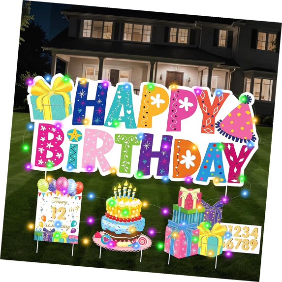 Highcool Yard Sign, Lawn Signs with Stakes Birthday Decor for Indoor ...