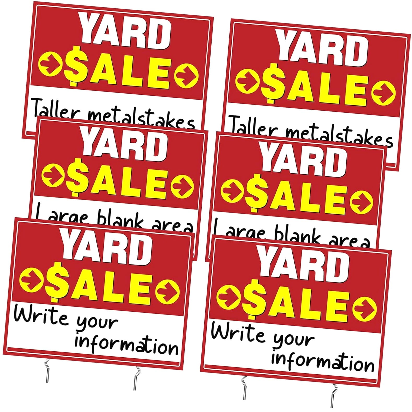 Highcool Yard Signs, 6 Pcs Double Sided Yard Signs with 12 Metal Stakes ...