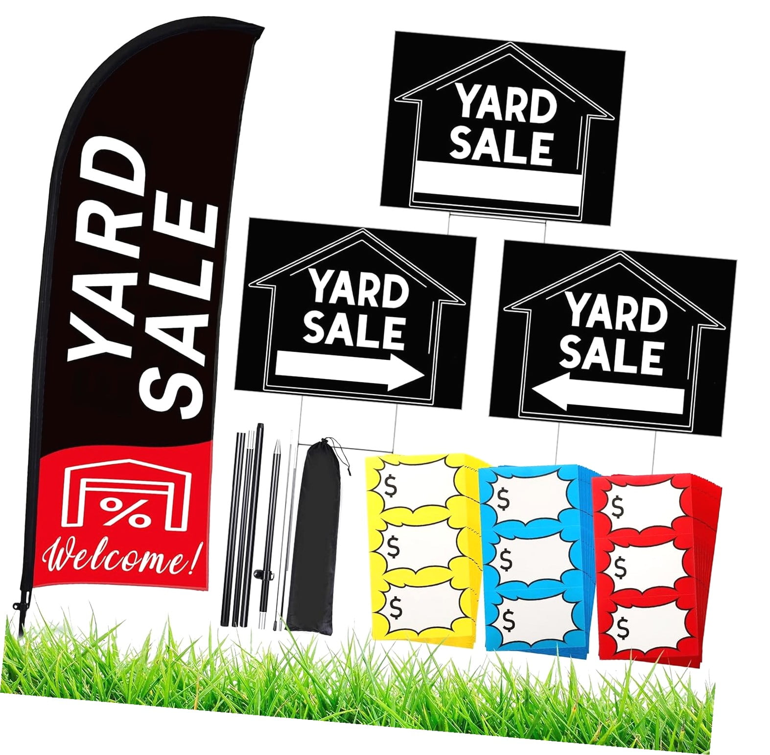 Highcool Yard Signs Set, 1 Pack 7ft Yard Banner with Pole Kit, 3 Pack ...