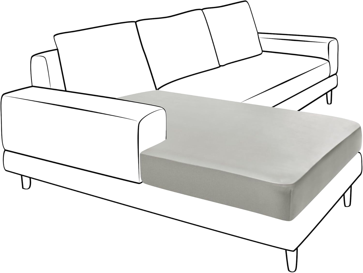 Highcool Yates Couch Covers for Sectional Sofa Shape PU Slipcover Water ...