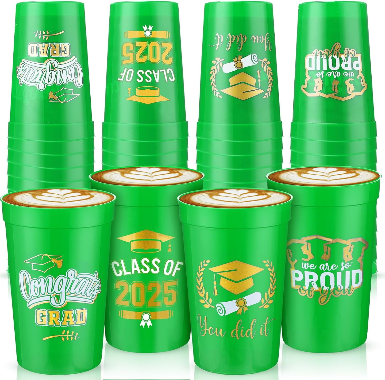Highcool ede 60 Pcs 16 oz Graduation Cups 2025 Reusable Plast Cups for ...
