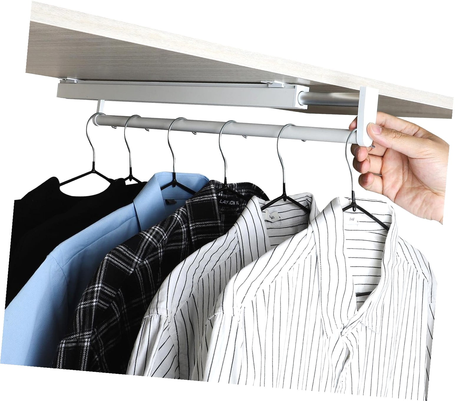 Highcool pull out closet rod pull out pants rack for closet white 9-1/2 ...