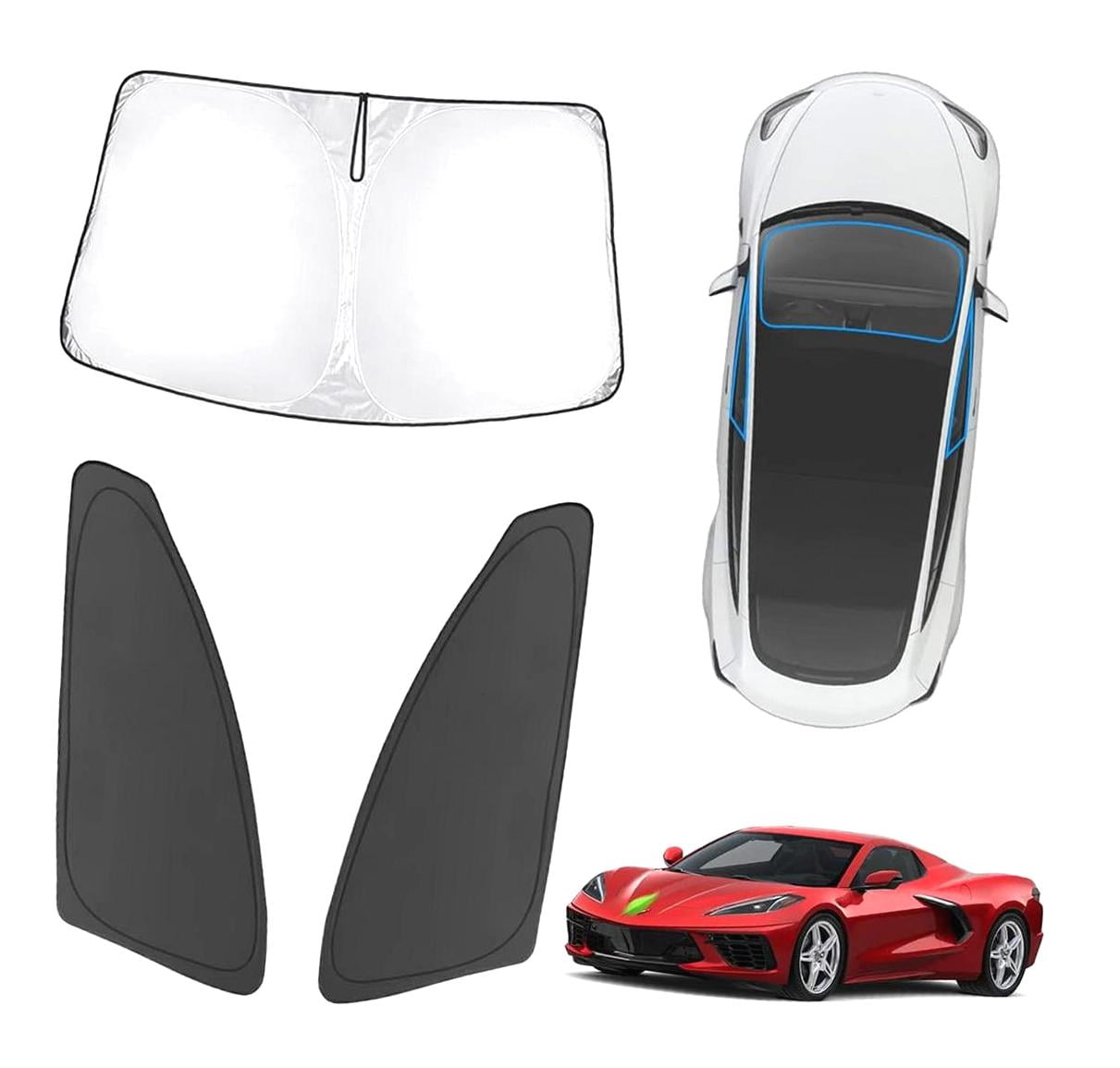 Highcool tys 3PCS Windshield Sun Shade for 2020-2025 Corvette C8, Front ...