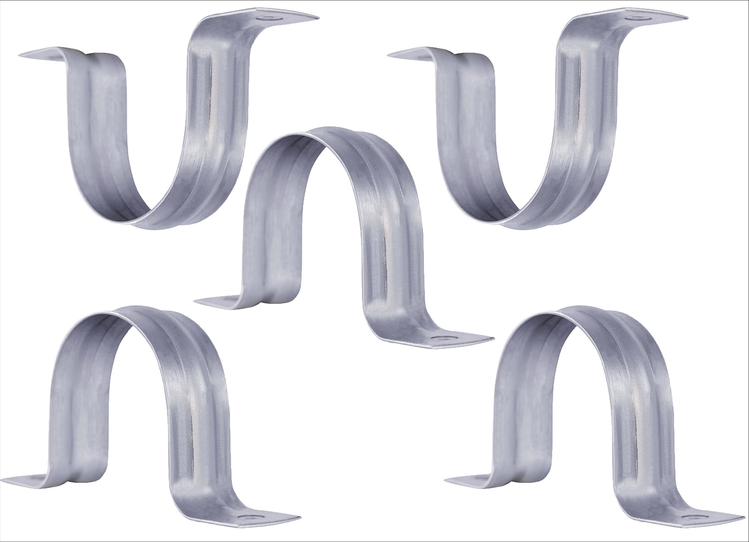 Highcraft 2-Hole Pipe Strap U Bracket, 2-1/2", Galvanized Steel-5 Pack ...