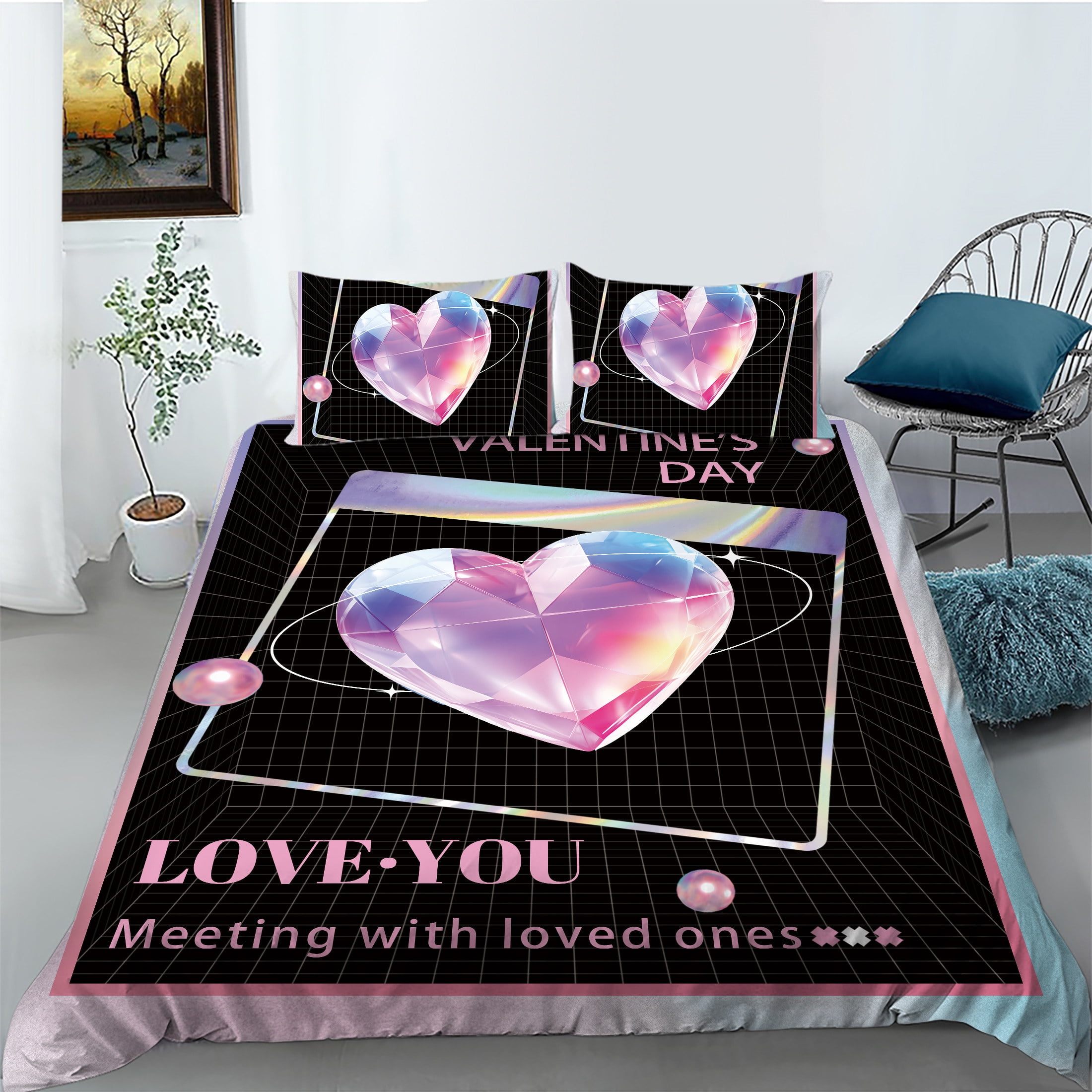 Highend Duvet Cover Set Happy Valentine's Day Bedding Suit Ring Puzzle ...