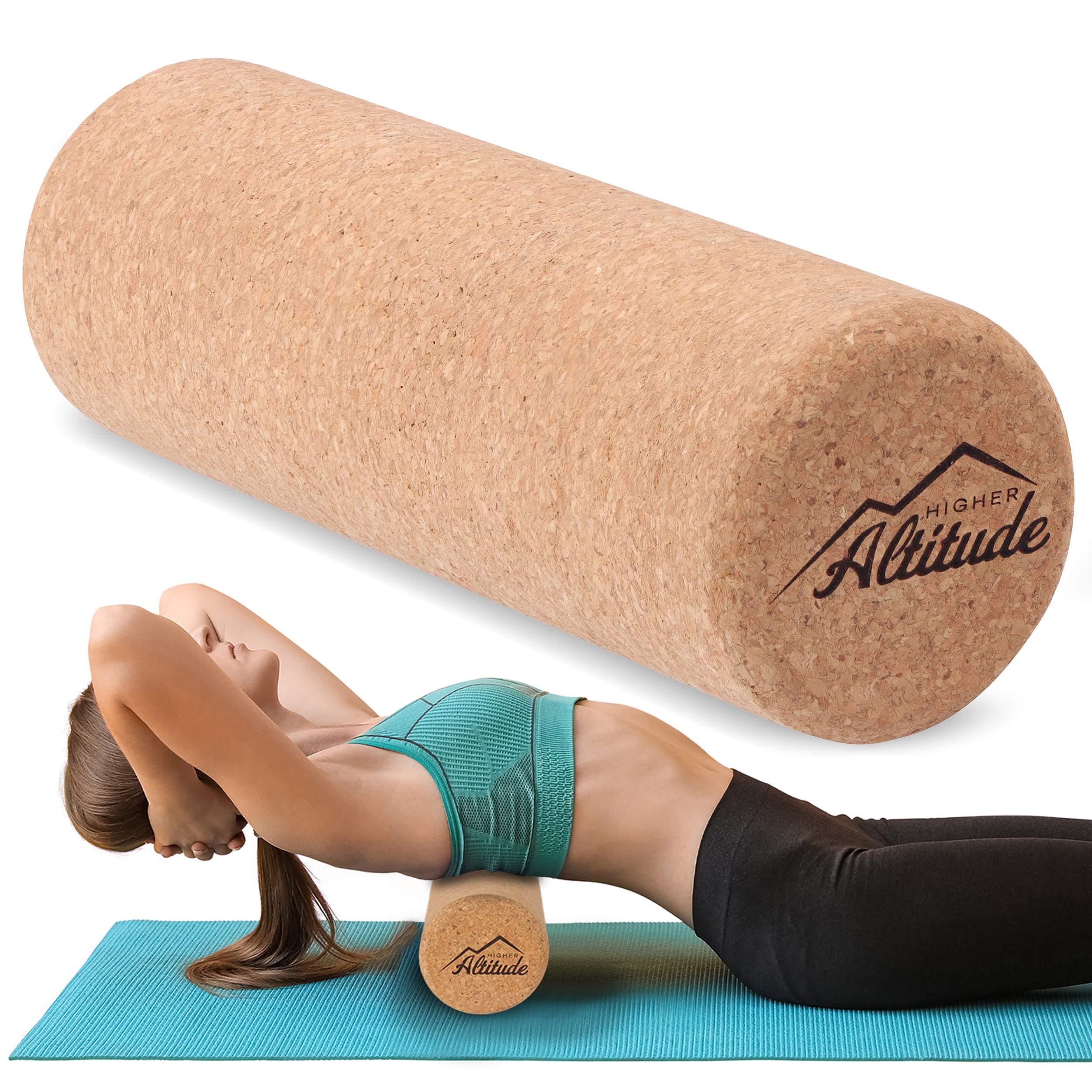 Higher Altitude Yoga Back Roller - 12 x 3.8in Full Body Cork Gym Muscle ...