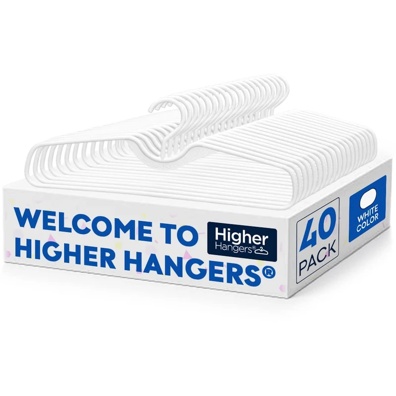 Higher Hangers Plastic Space-Saving Slim Closet Hangers, 40-Pack ...