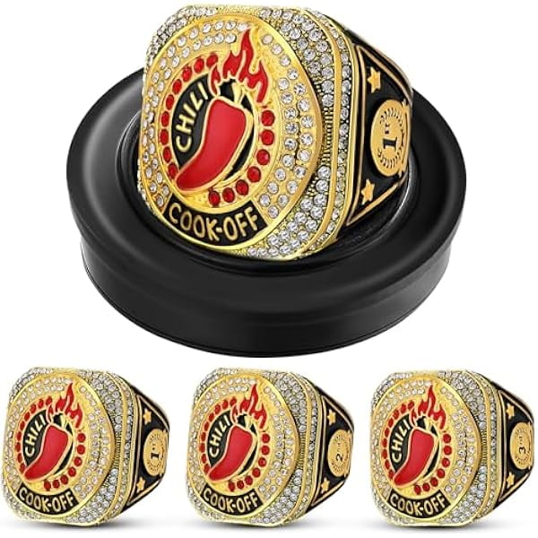 Highergo 3 Pcs Chili Cook Off Championship Trophy Ring 1st 2nd 3rd ...