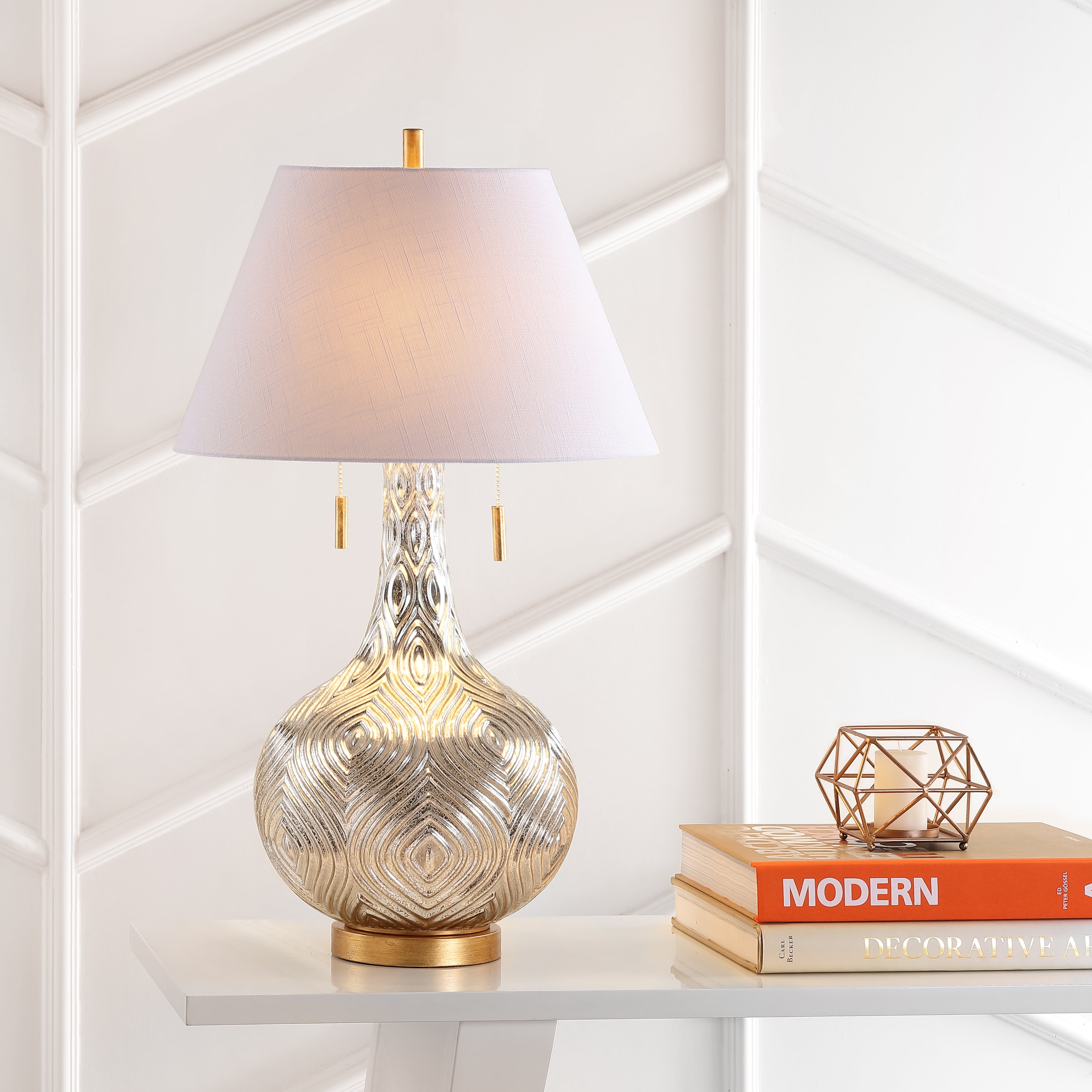 Highland 30.75" Gourd Glass LED Table Lamp, Mercury Silver/Gold ...