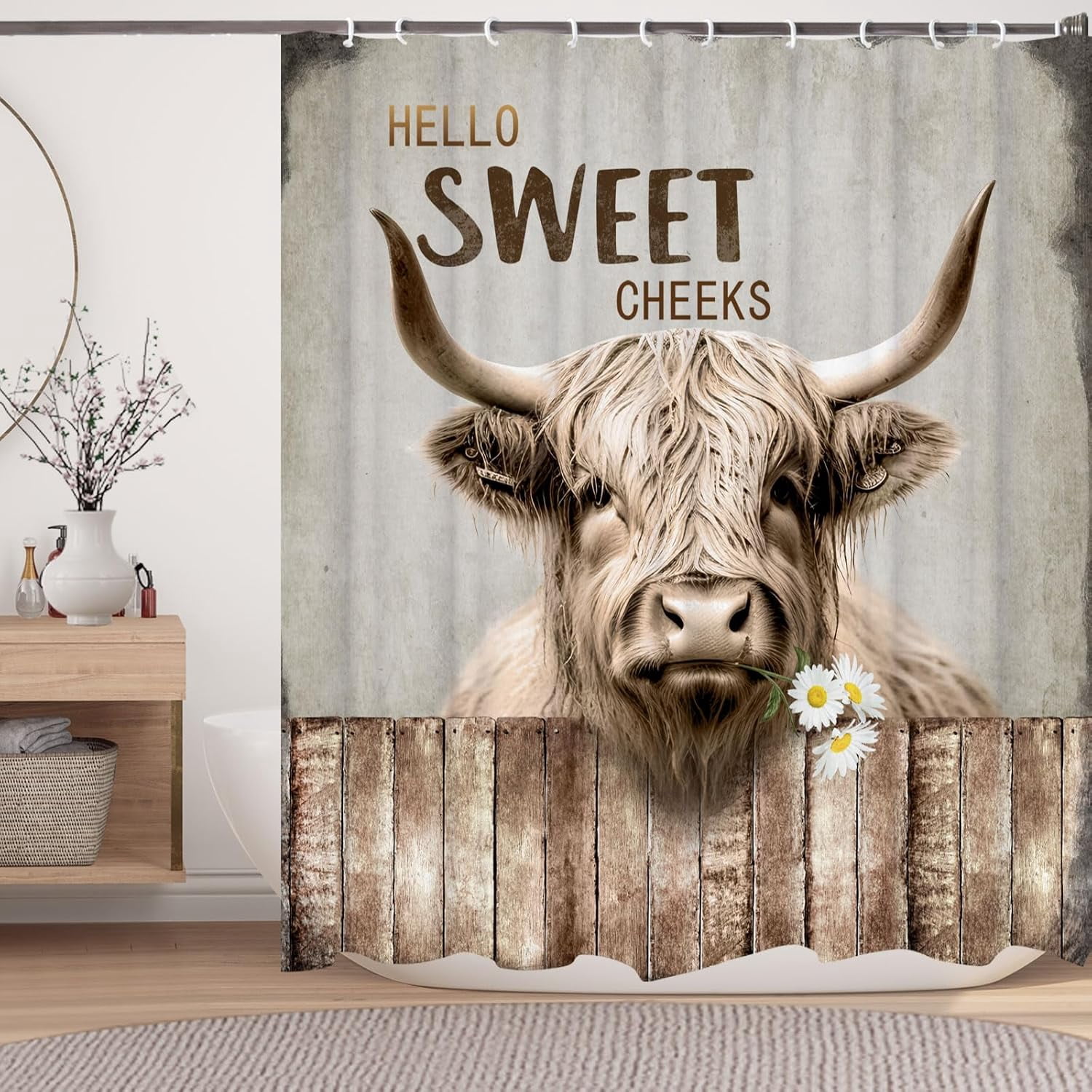 Highland Cattle Cow Bull Shower Curtains,Farmhouse Animal Rustic ...