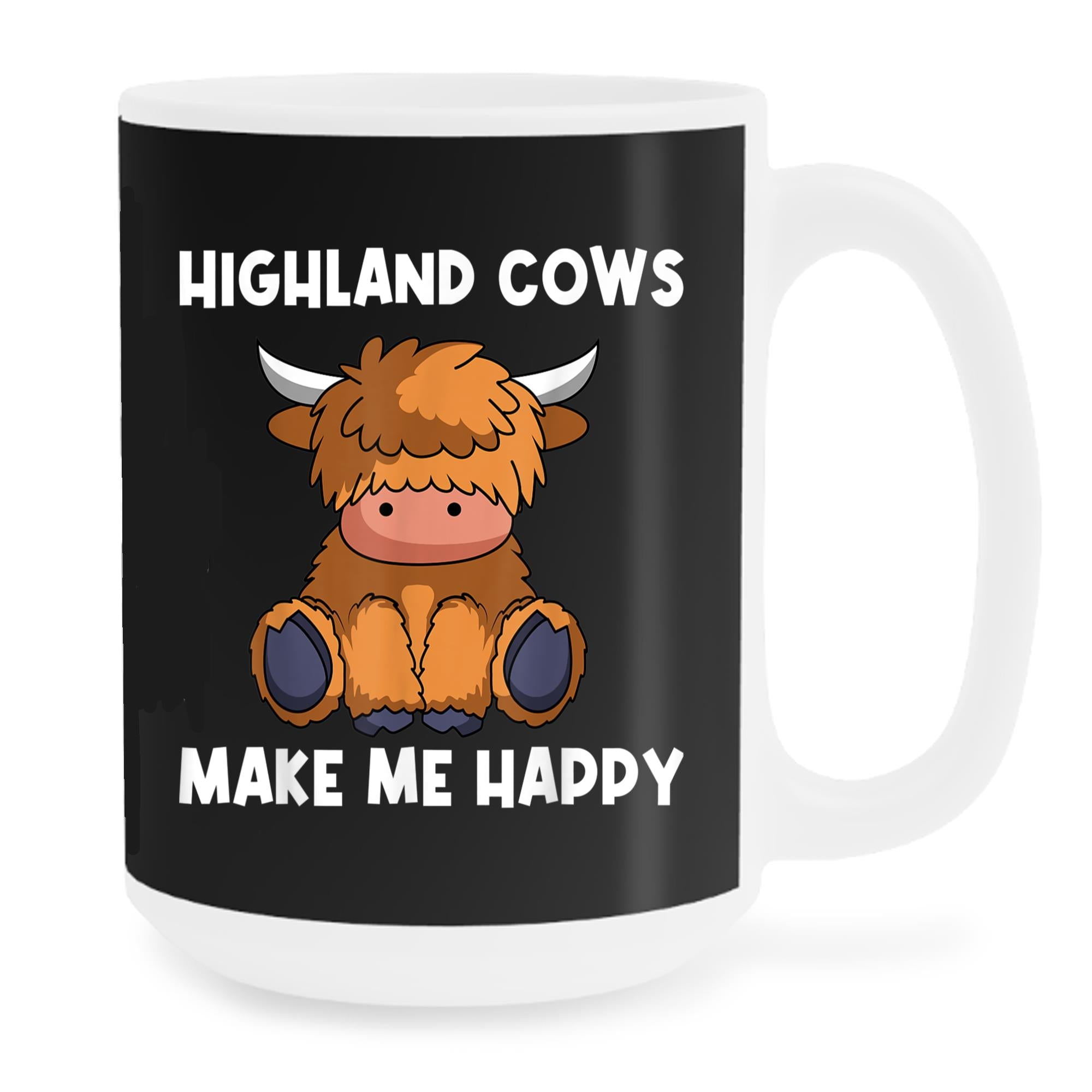Highland Cattle Cows Make Me Happy Scottish Farming Gift Ceramic Mug ...