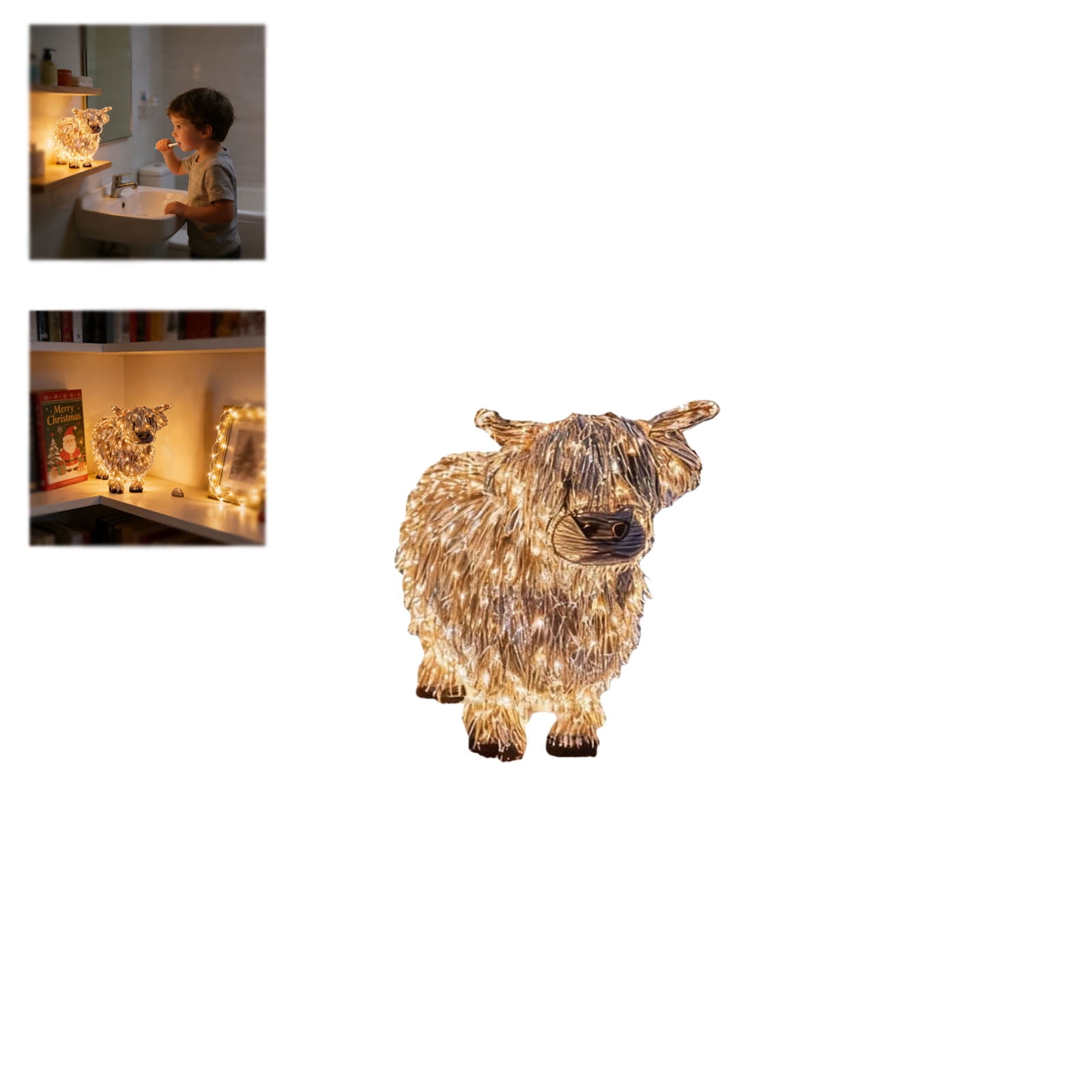 6.29 Inch Mini Cow Decorative Lamp for Tabletops Bookshelves and ...