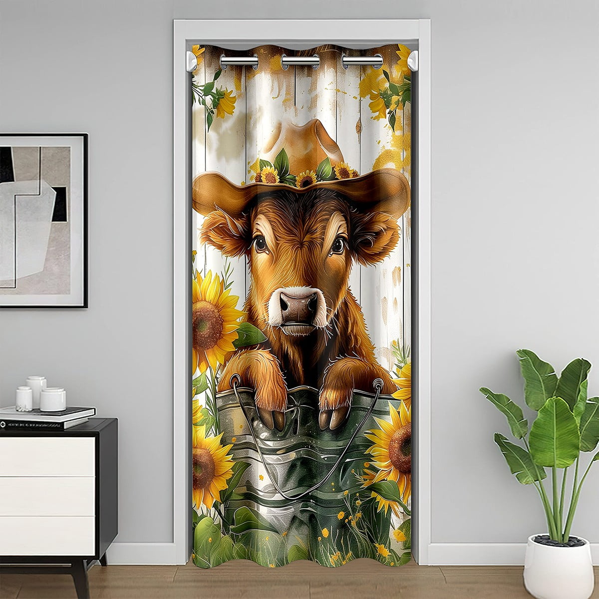 Highland Cattle Door Curtain for Privacy,Farmhouse Animals Cow Door ...