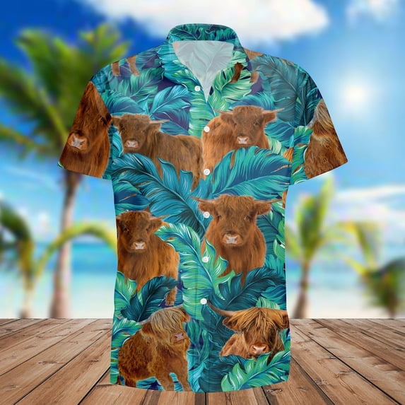 Highland Cattle Hawaii Shirt, Cow Lover Aloha Shirt, Farm Lovers ...