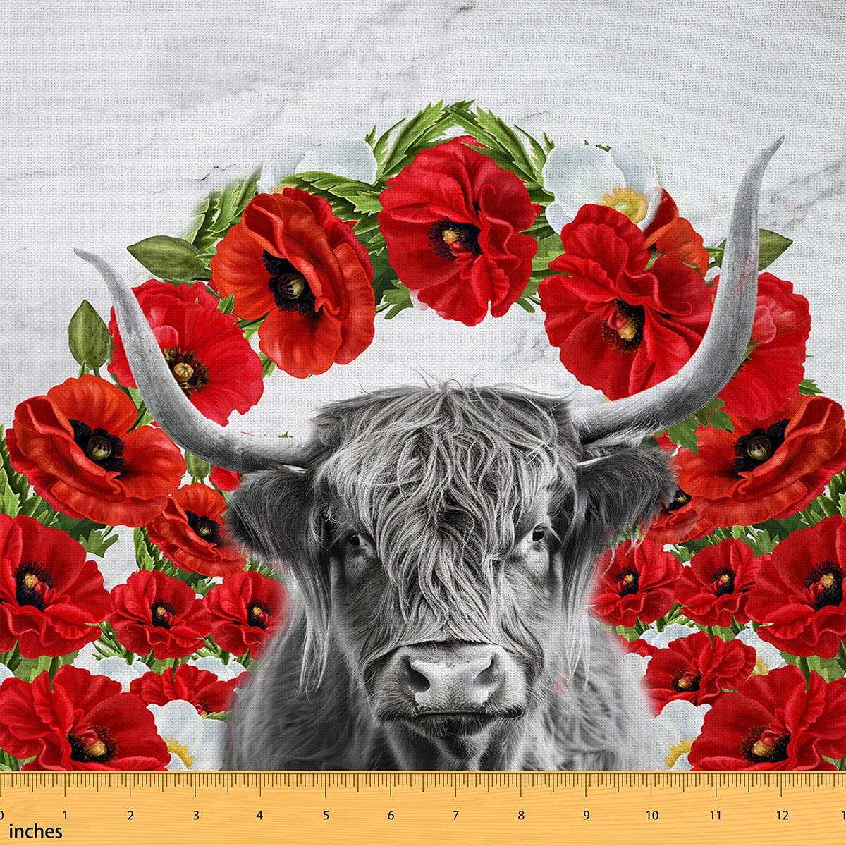 Highland Cattle Indoor Outdoor Fabric,Western Bull Decorative Fabric ...