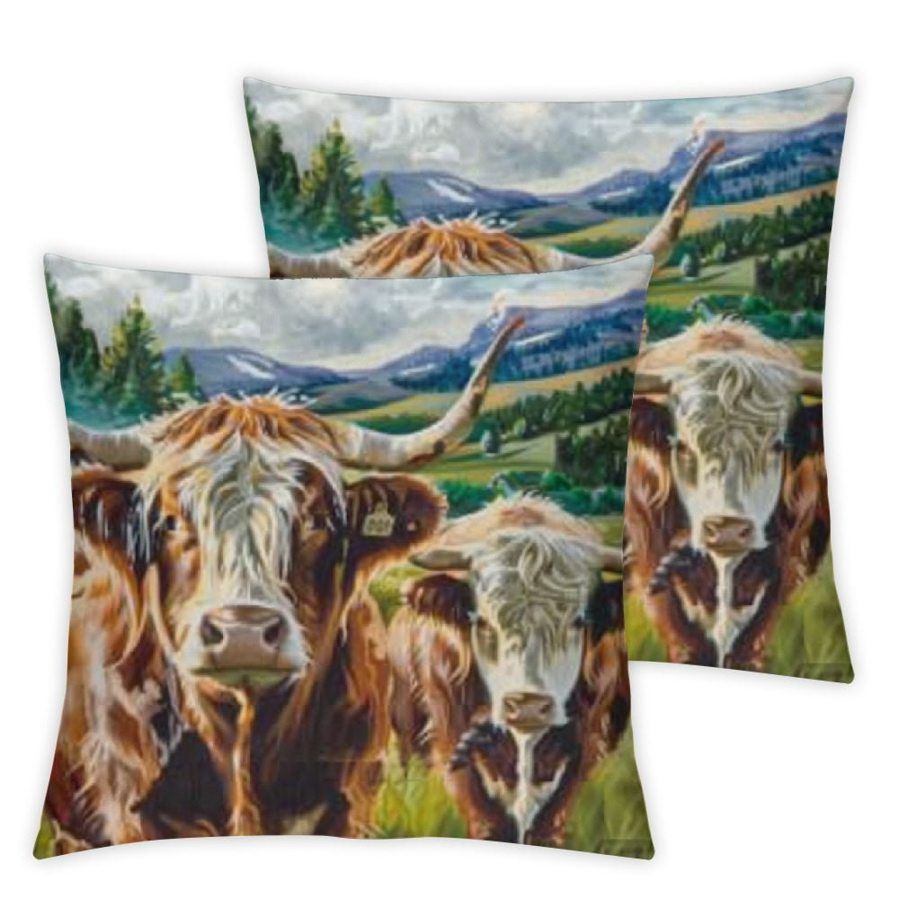 Highland Cattle Pillow Case Covers Pack,Rustic Farmhouse Style Animal ...